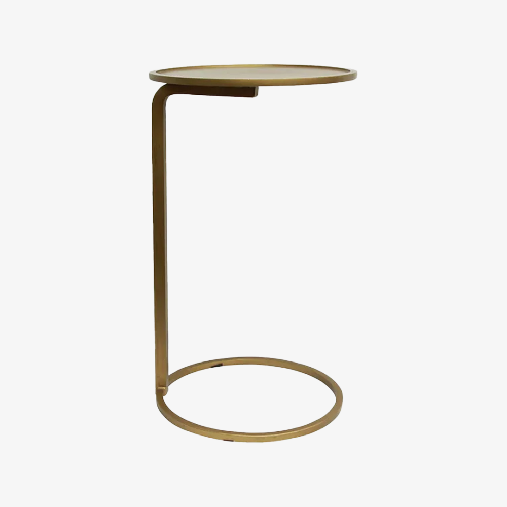 Small Gold Circle Couch Side Table - Lewis & Co.
