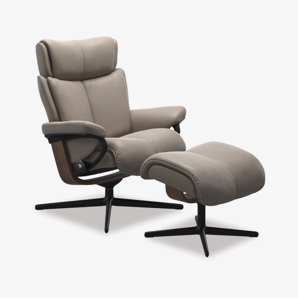 Stressless® Magic Large Leather Recliner - Cross Base - Lewis & Co.