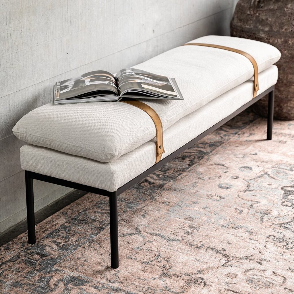 Baxter Fabric Ottoman/Bench - Cream - Lewis & Co.